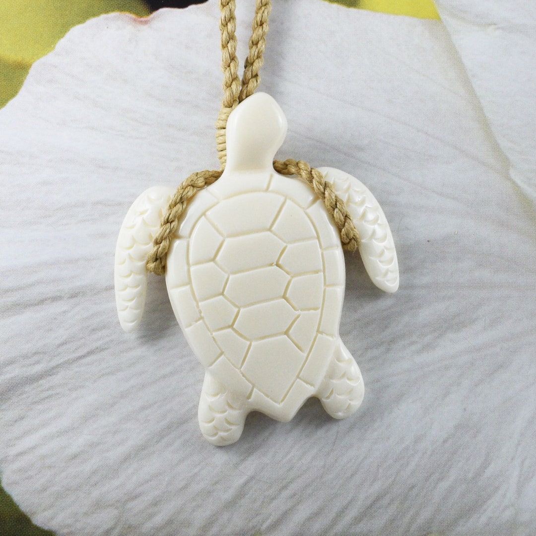 Unique Beautiful Hawaiian Large Sea Turtle Necklace, Hand Carved ...