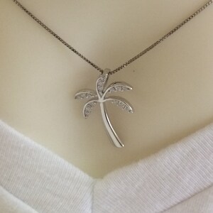 Beautiful Hawaiian Palm Tree Necklace, Sterling Silver Palm Tree CZ ...