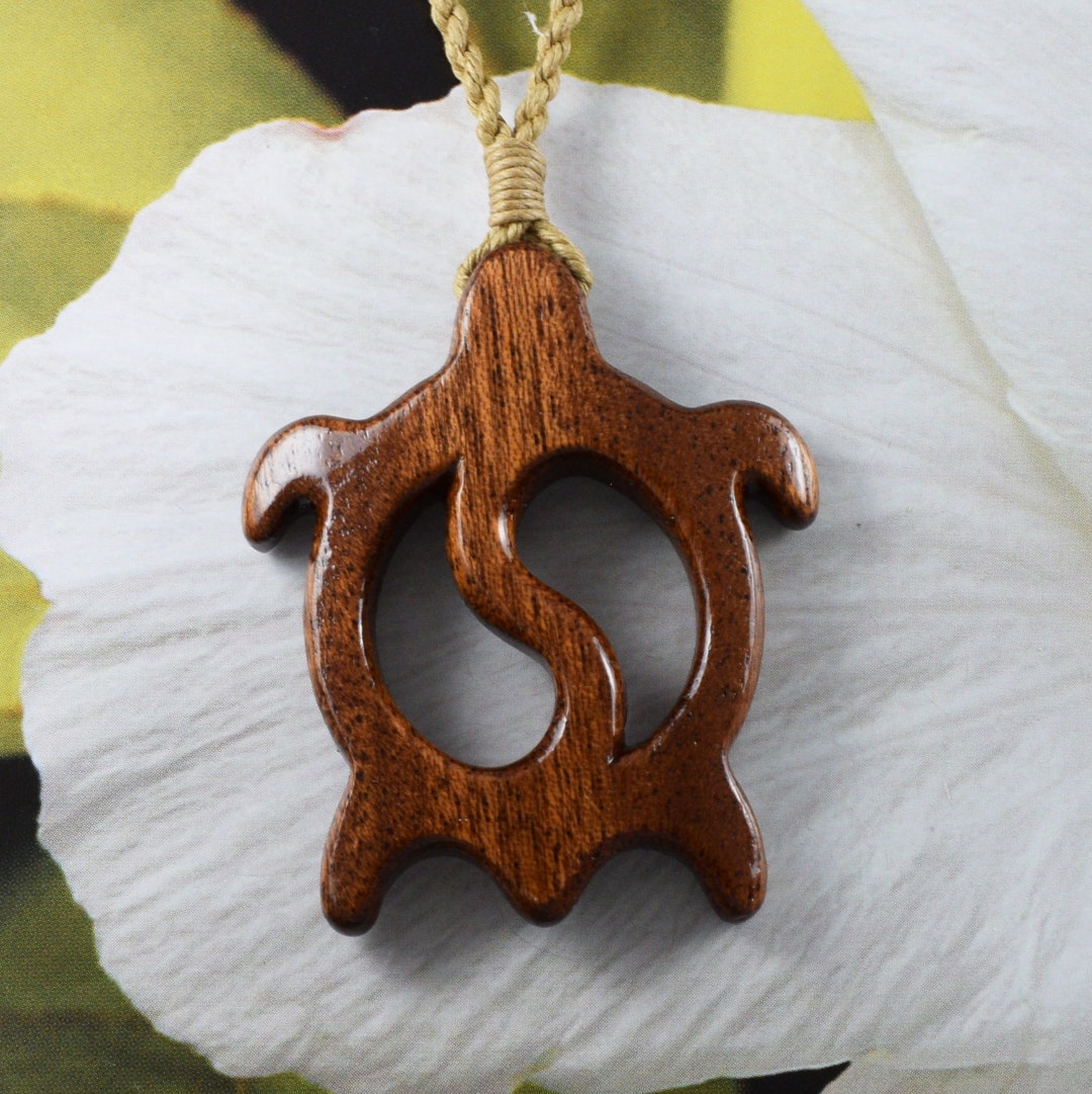 Unique Beautiful Hawaiian Large Genuine Koa Wood Sea Turtle Necklace ...
