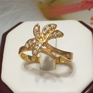 Beautiful Hawaiian Large Palm Tree Ring, Sterling Silver Yellow-gold ...