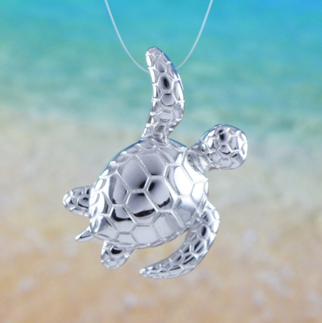 Beautiful Hawaiian Sea Turtle Necklace, Sterling Silver Hawaiian Turtle ...
