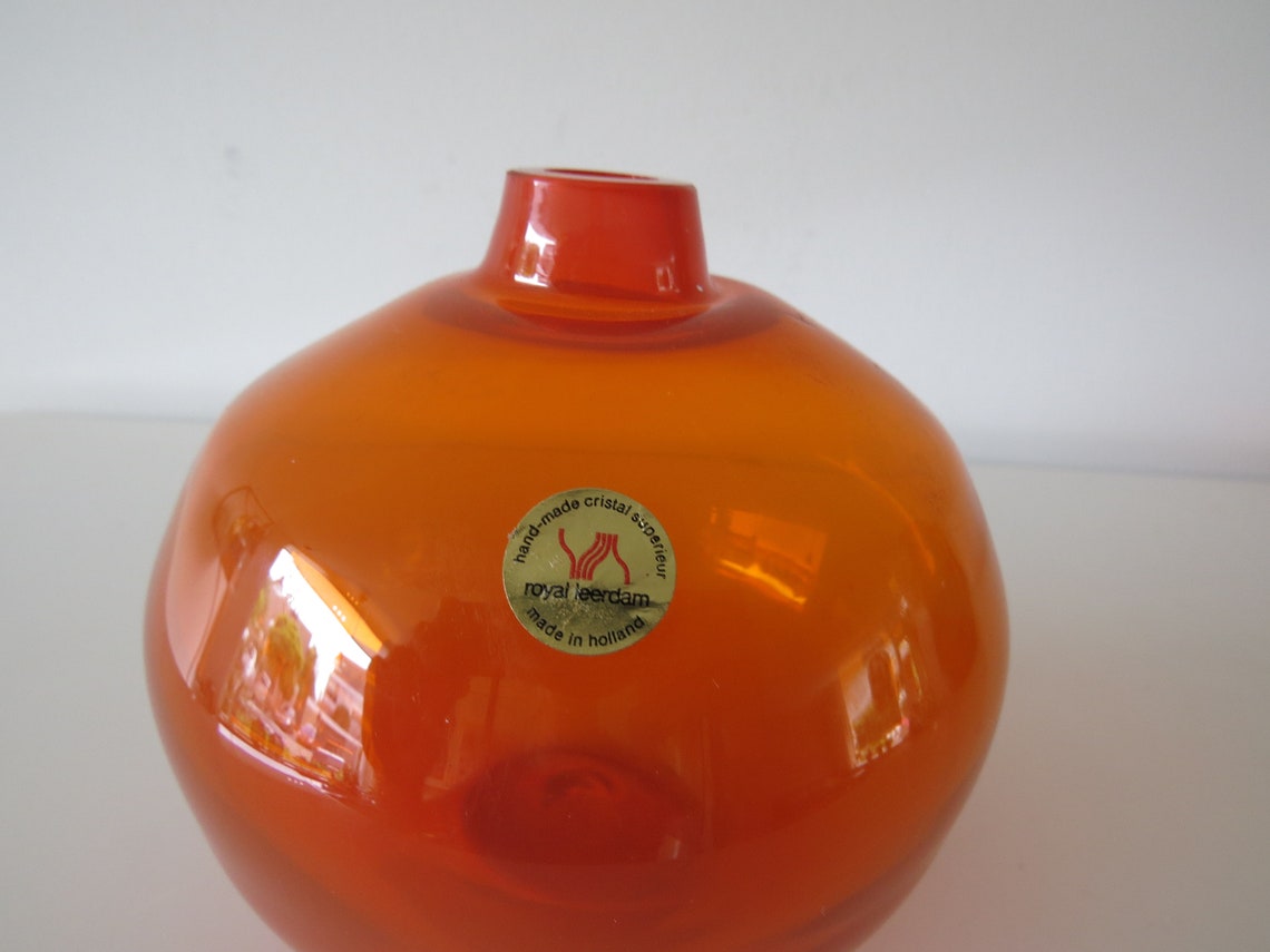 Leerdam. oranje vaasje . Amalia . Menno Jonker . Dutch Design. | Etsy