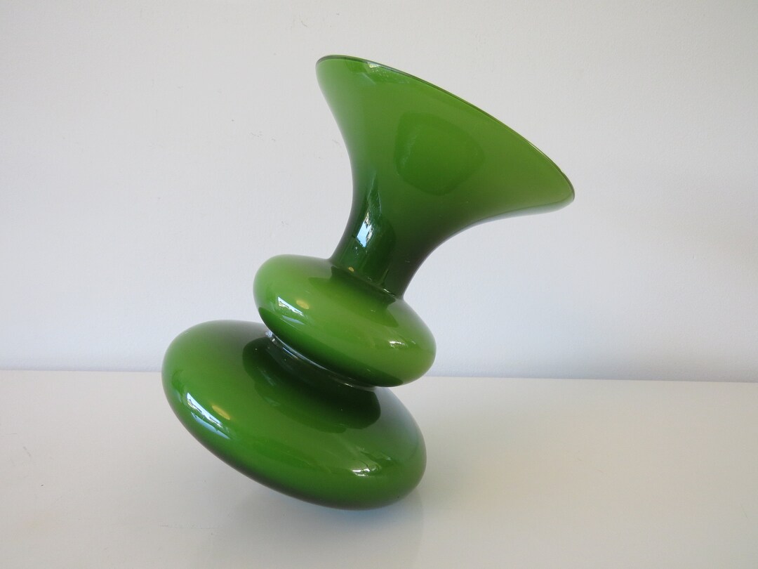Sia Glass Design Tumbler Vase. Denmark. Green/white. Vintage. - Etsy