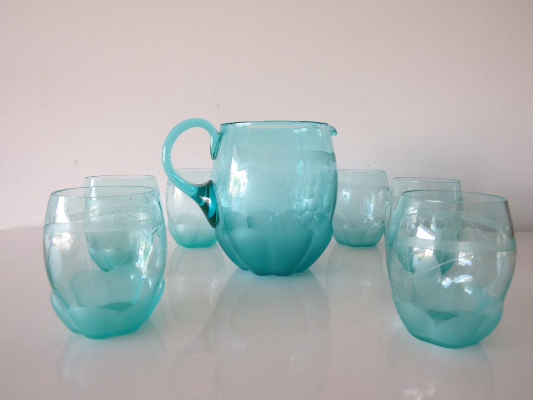 7 Piece Multiblue Waterset Art Deco France. 20s. Vintage. - Etsy