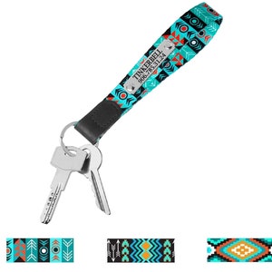 Tribal Monogram Keychain, Wristlet Keychain Personalized, Engraved Key ...
