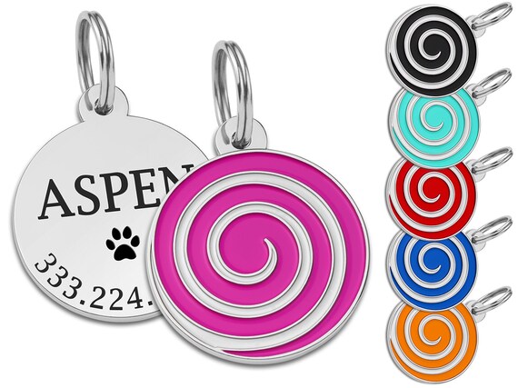 Round Dog ID Tag Hypnosis Pet Tag Personalized Custom Dog | Etsy