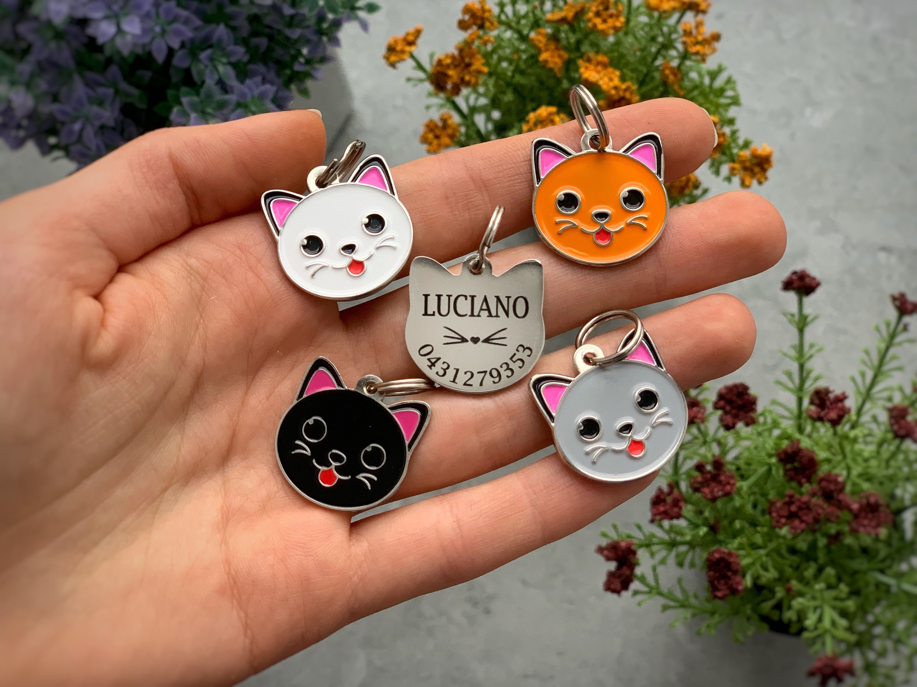 Cat Tag Personalized Cat Face Tag Cat Tags for Collars - Etsy