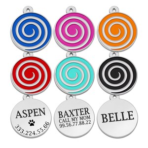 Round Dog ID Tag, Hypnosis Pet Tag Personalized, Custom Dog Tags for ...