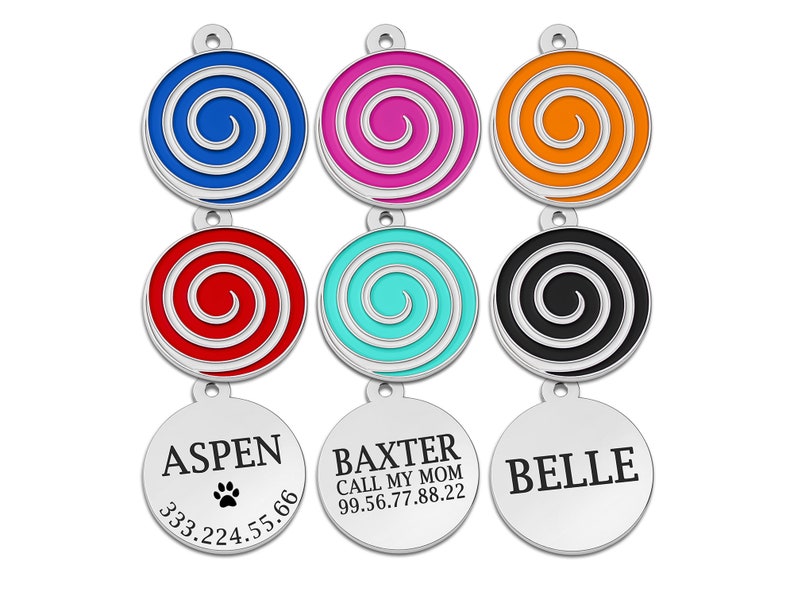 Round Dog ID Tag Hypnosis Pet Tag Personalized Custom Dog - Etsy