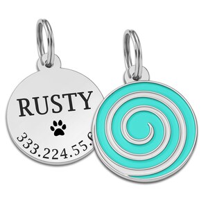 Round Dog ID Tag, Hypnosis Pet Tag Personalized, Custom Dog Tags for ...