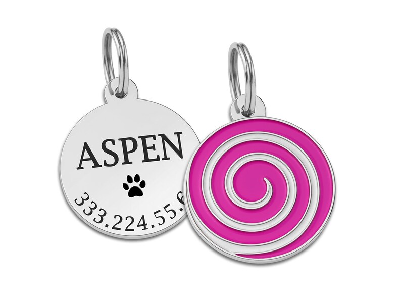 Round Dog ID Tag Hypnosis Pet Tag Personalized Custom Dog - Etsy