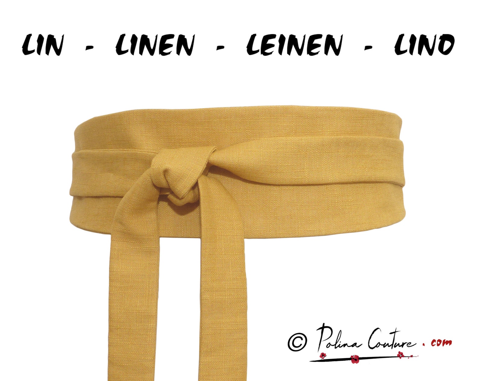 Mustard Yellow Linen Belt Fabric Obi Waist Belt Wide Wrap - Etsy