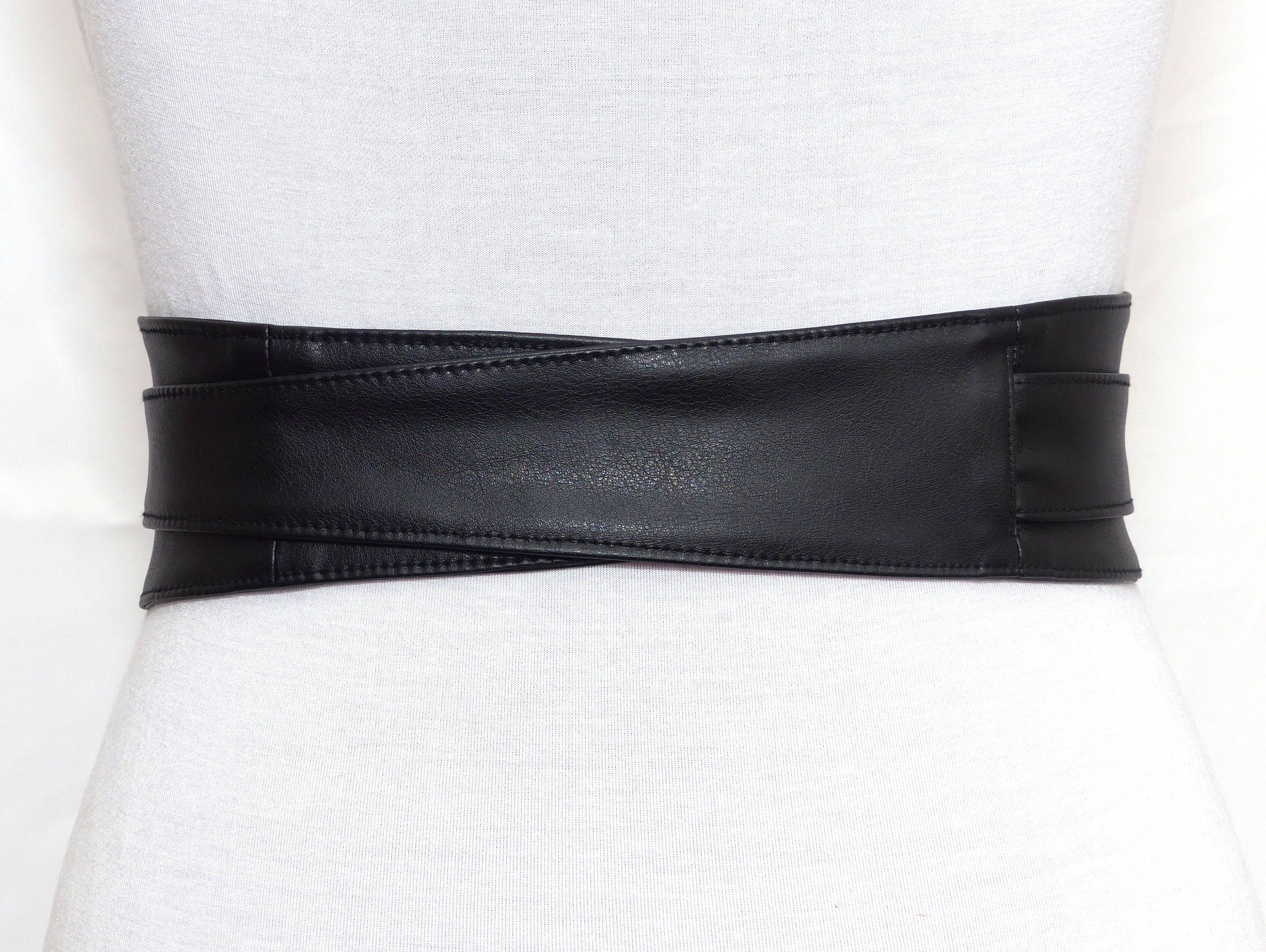 Black Obi Waist Belt Faux Leather Wide Wrap Belt High Vegan - Etsy