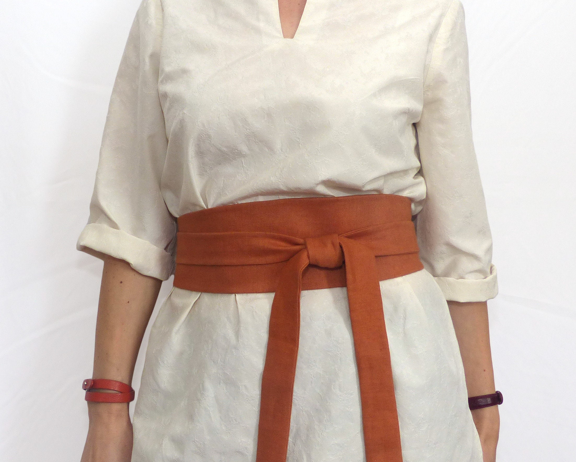 Mustard Yellow Linen Belt Fabric Obi Waist Belt Wide Wrap - Etsy