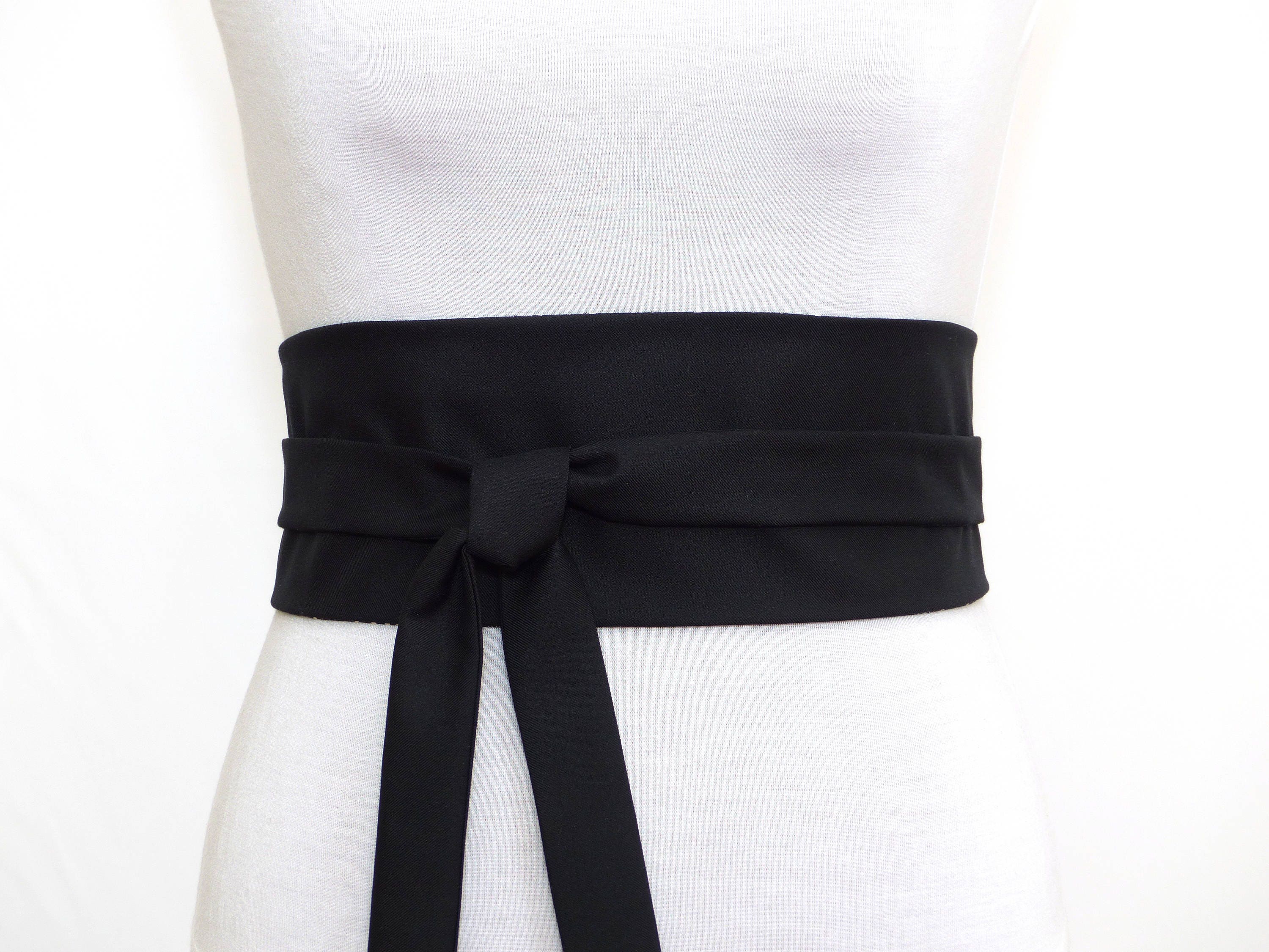 Obi Belt Silk Black & Off-white Japanese Reversible Fabric | Etsy
