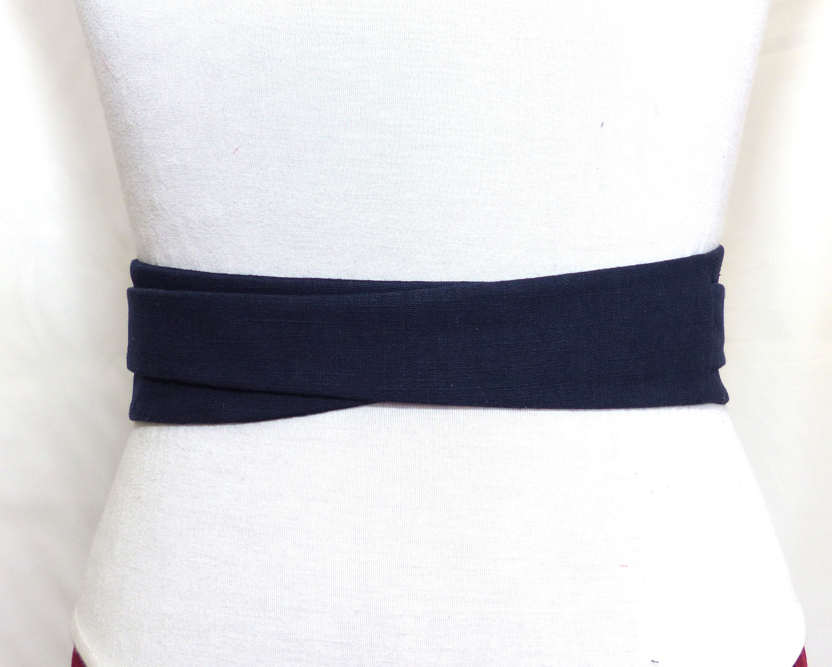 Navy Obi Belt Top Quality Linen, Fabric Waist Belt, Wide Wrap Belt ...