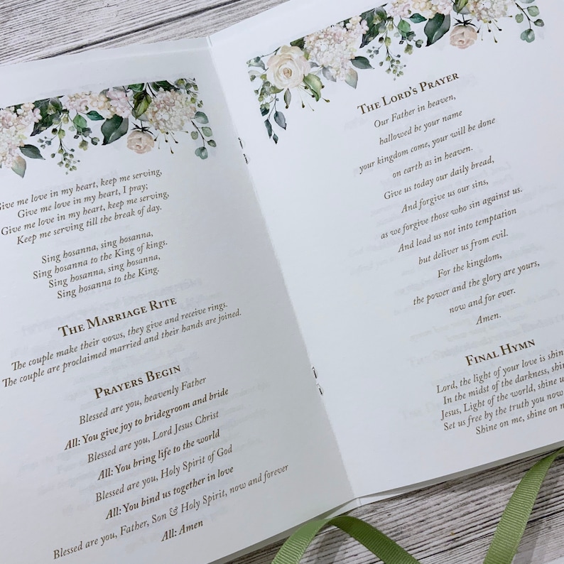 Wedding Ceremony Order of Service Booklet Church or Civil - Etsy UK