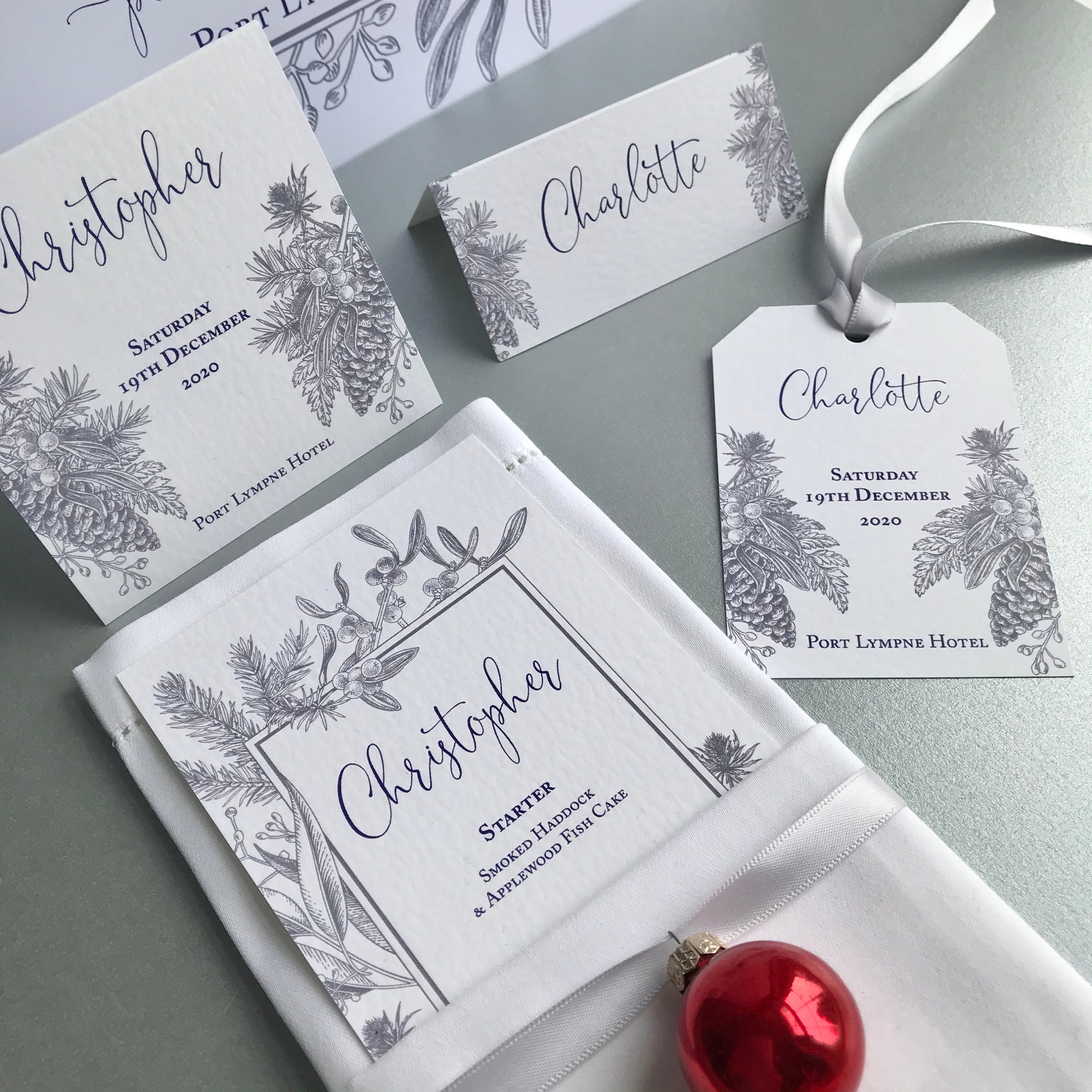 WINTER Wedding Place Cards Silver Blue Floral Textured Card winter-wedding-place-cards-silver-blue-floral-textured-card