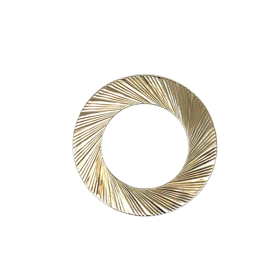 Vintage 1950's 14K Yellow Gold Diagonal Ribbed Open Circle Brooch/pin ...