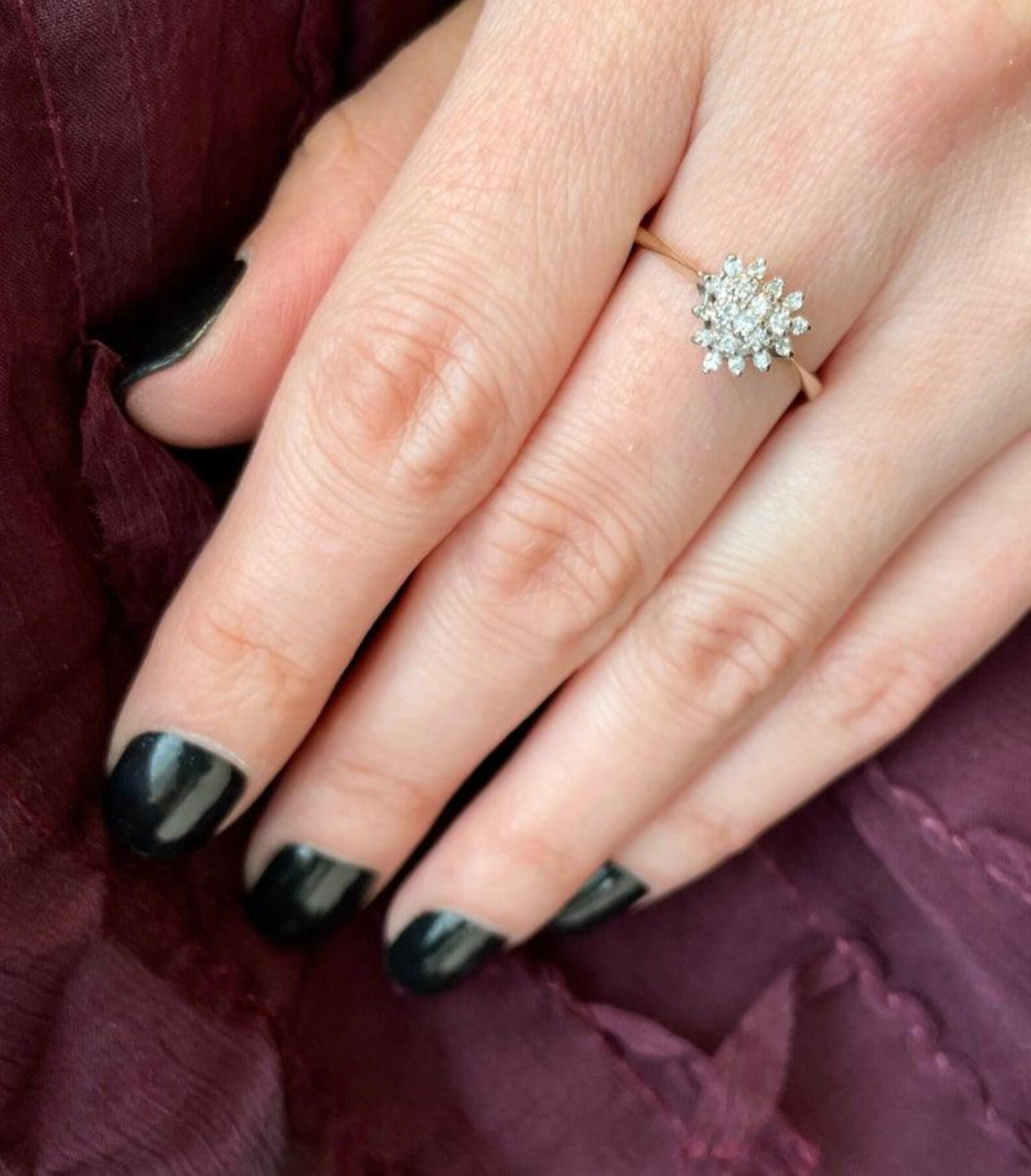 Diamond Heart Cluster Ring 10k Yellow White Gold - Etsy