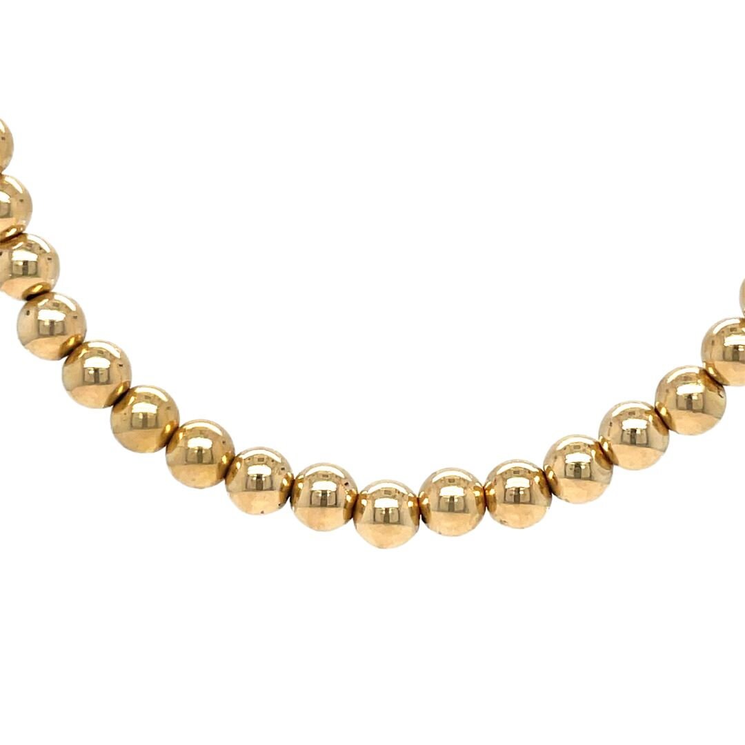 Vintage 14k Gold Bead Necklace 14 Inches - Etsy