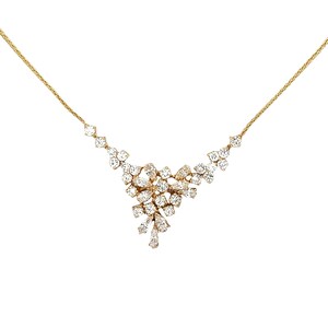 Vintage 18k Yellow Gold Cluster Diamond Cascade Pendant Necklace - Etsy