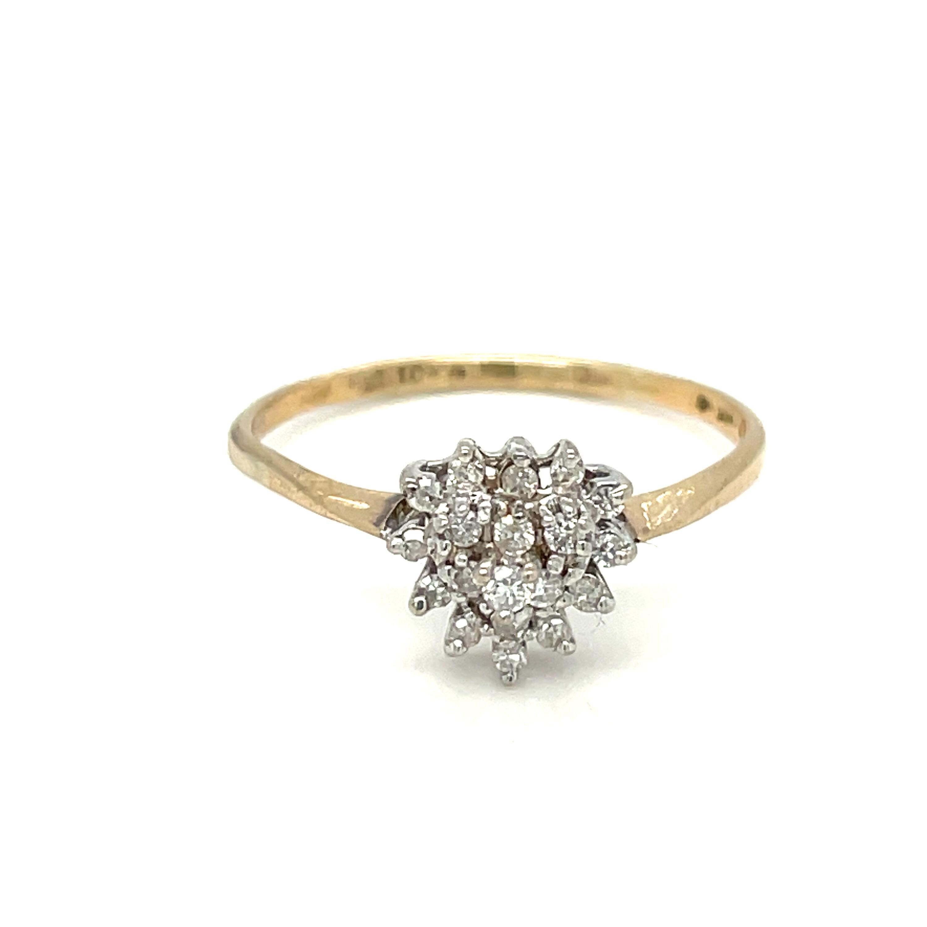 Diamond Heart Cluster Ring 10k Yellow White Gold - Etsy