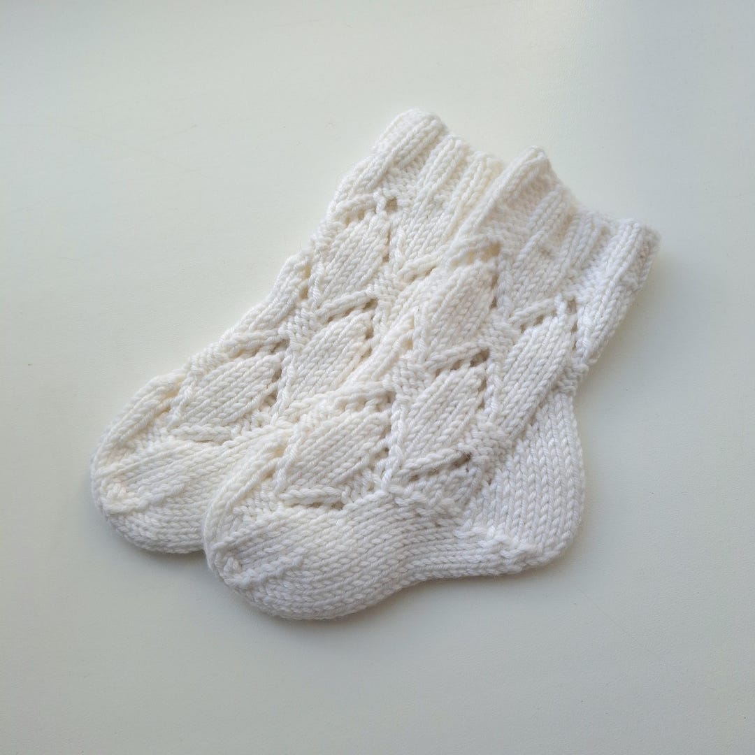 White Lace Wool Baby Socks: Knit Newborn Gift - Etsy