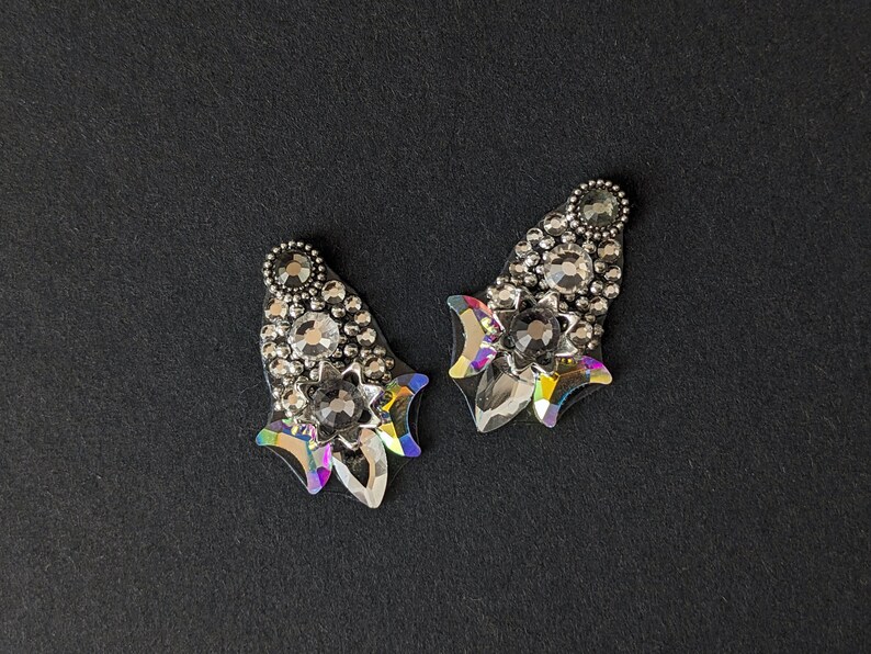 Moon Bindi Tribal Fusion Silver Crystal Bindi Crescent Moon Face Jewels ...