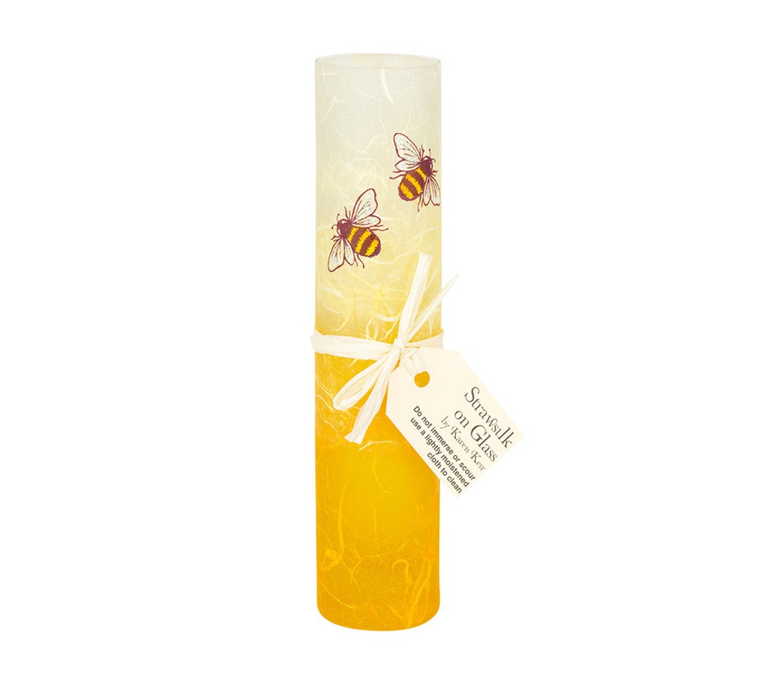 Handmade Bee Bud Vase: Strawsilk Honey Decor, Devon Art Glass - Etsy