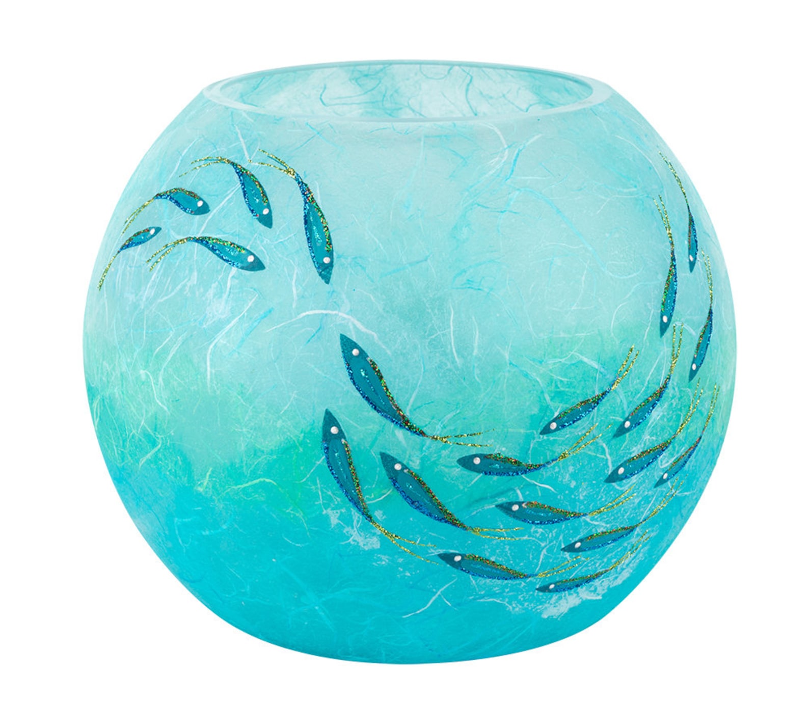 Extra Large Fish Bowl Shimmering Fish Painted on Strawsilk - Etsy