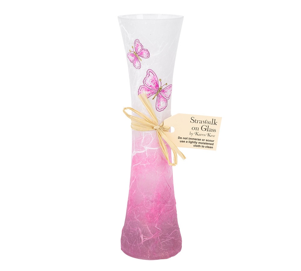 Pink Butterfly Bud Vase Handmade Strawsilk Glass With - Etsy