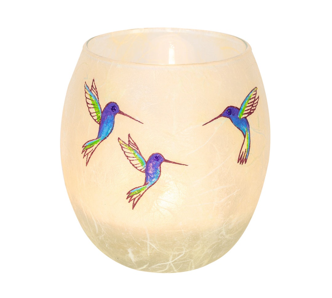 Hummingbird Tealight Candle Holder - Sweet Hand Painted Humming Birds ...