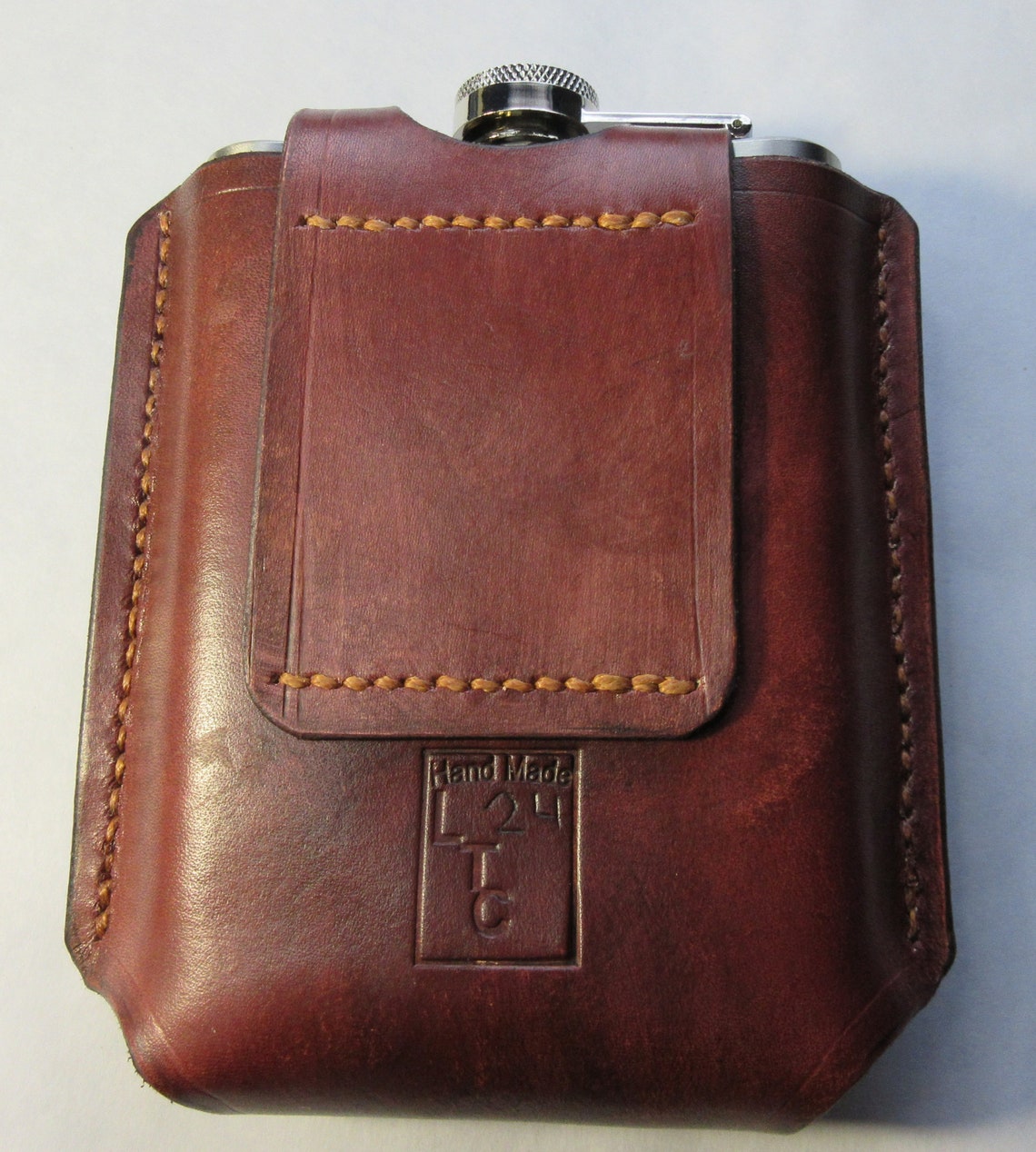 Leather Flask Cover for 8oz Hip Flask flask Included Featuring 4 Corner ...