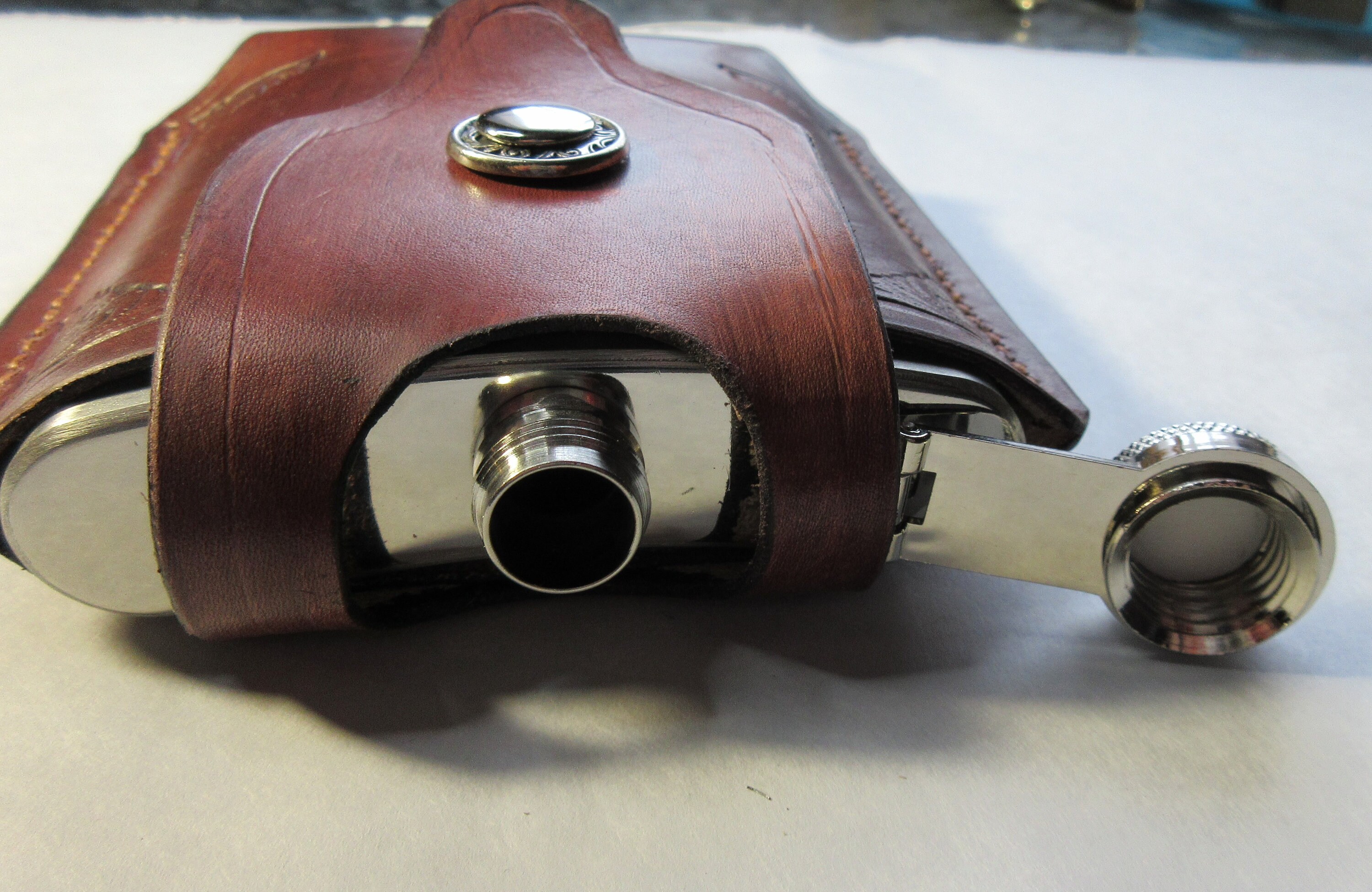 Leather Flask Cover for 8oz Hip Flask flask Included Featuring 4 Corner ...