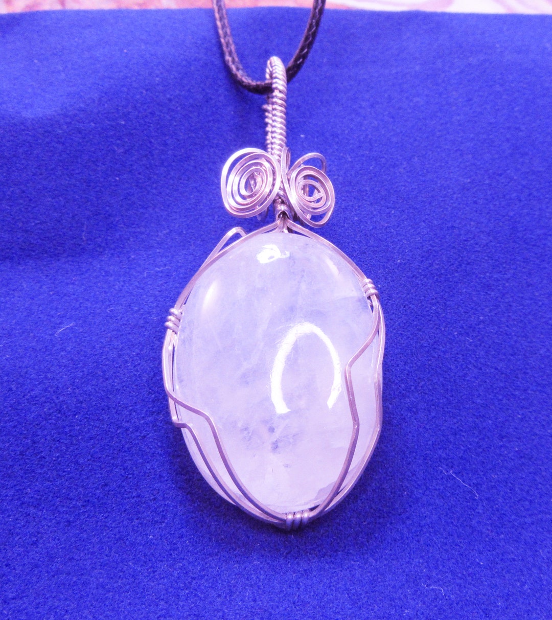 White Moon Stone Pendant Wire Wrapped in a Tarnish Resistant Silver - Etsy