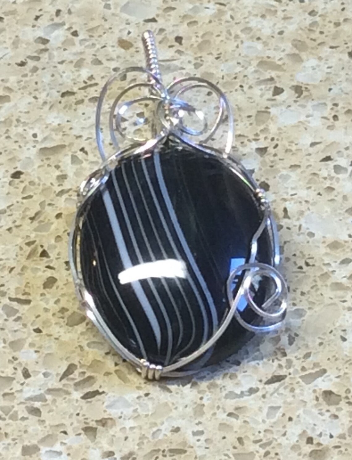 Black Lace Agate Wire Wrapped in a Tarnish Resistant Silver - Etsy