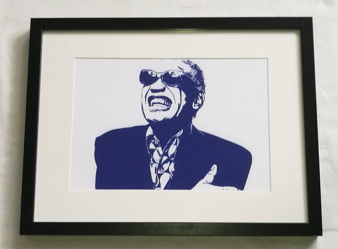 Framed Giclée Print Featuring a Portrait of Ray Charles - Etsy