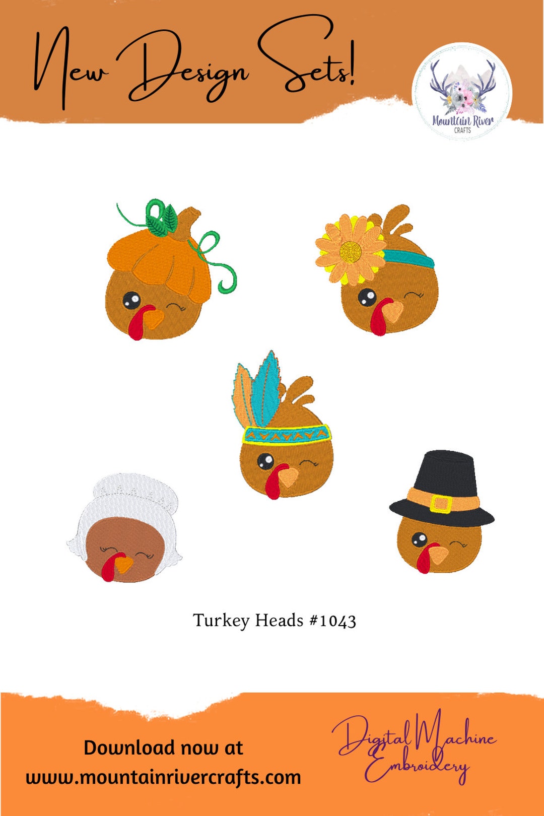 Thanksgiving Turkey Pumpkins Digital Embroidery File-machine Embroidery ...