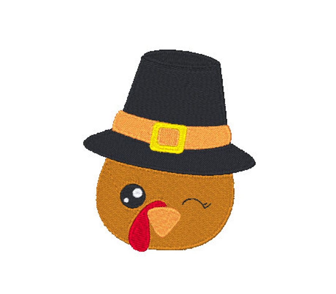 Pilgrim Hat Turkey Head Digital Embroidery File-machine Embroidery File ...