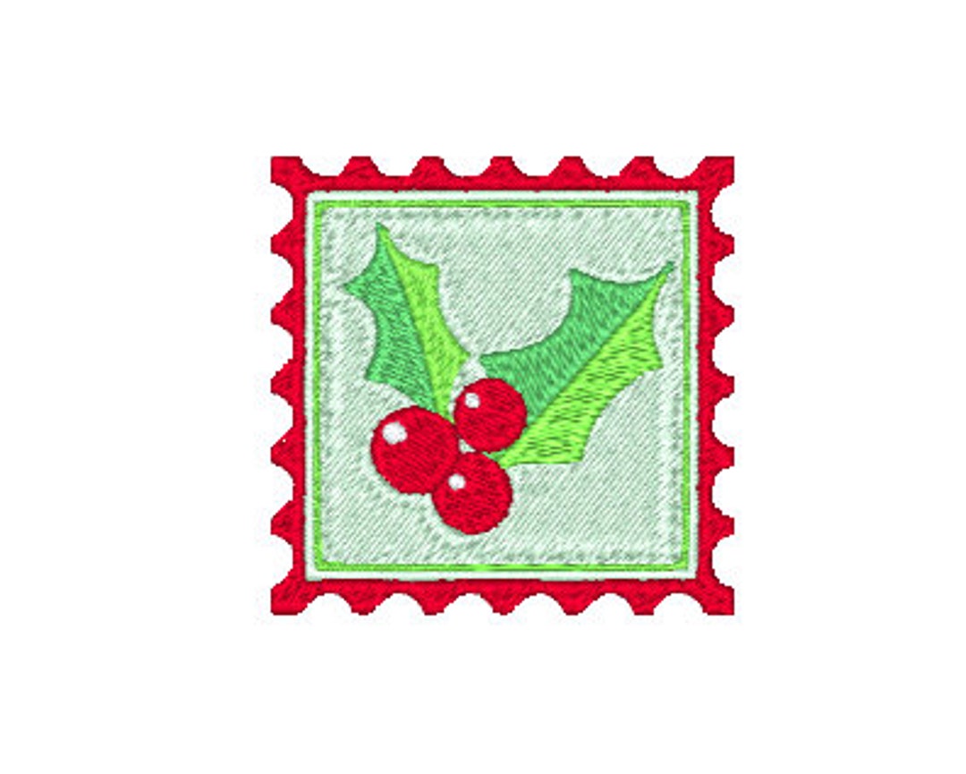 Holly Postal Stamp Embroidery Design (digital Download) - Etsy