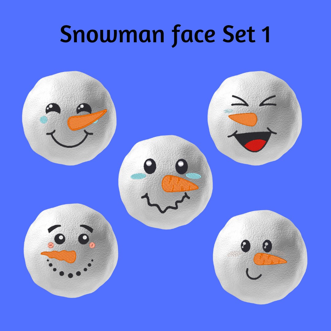 Snowball Faces (face Only) Set 1 Design Bundle Digital Embroidery File ...