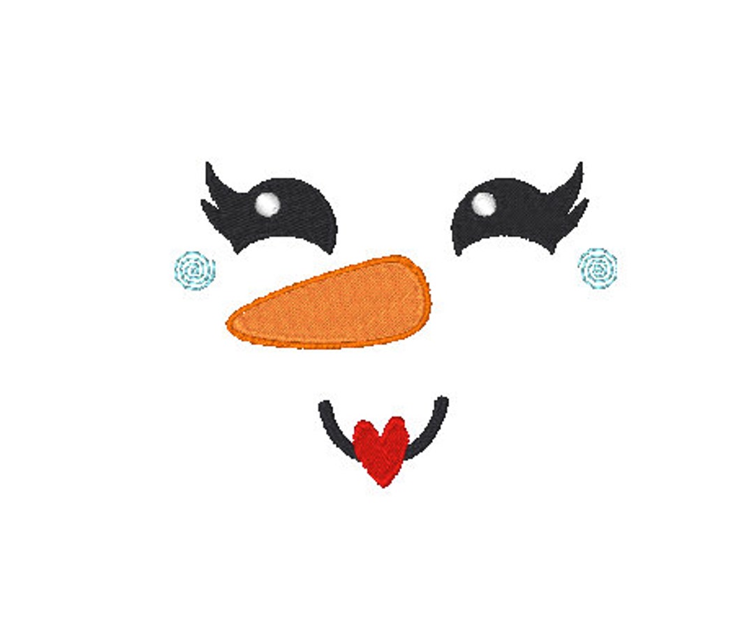 Snowman Face Embroidery Design, Machine Embroidery File (digital ...