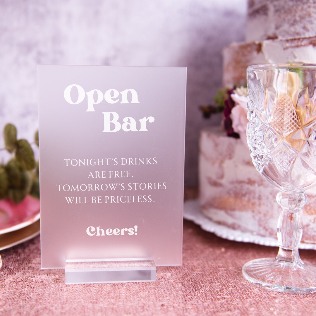 Retro Wedding Sign Open Bar Wedding Sign Groovy Acrylic Wedding Sign ...