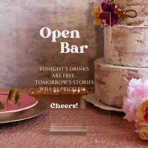 Retro Wedding Sign Open Bar Wedding Sign Groovy Acrylic Wedding Sign ...
