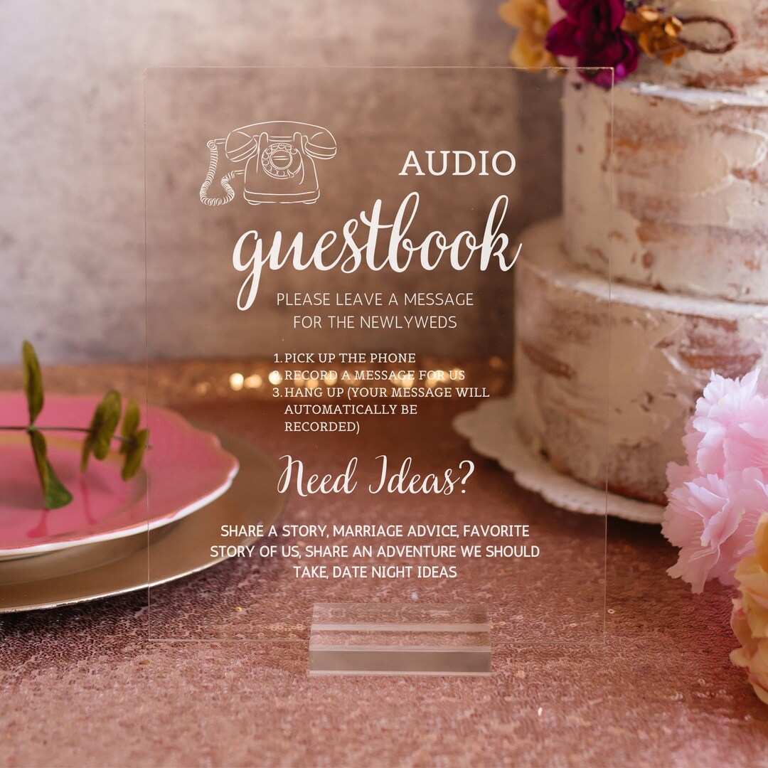 Audio Guest Book Acrylic Wedding Sign Audio Guestbook Sign Wedding ...