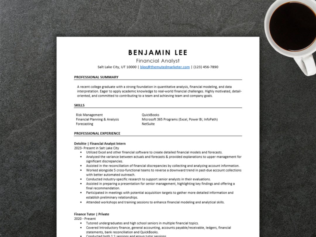 Entry Level Resume Template for Word & Google Docs With Free Cover ...