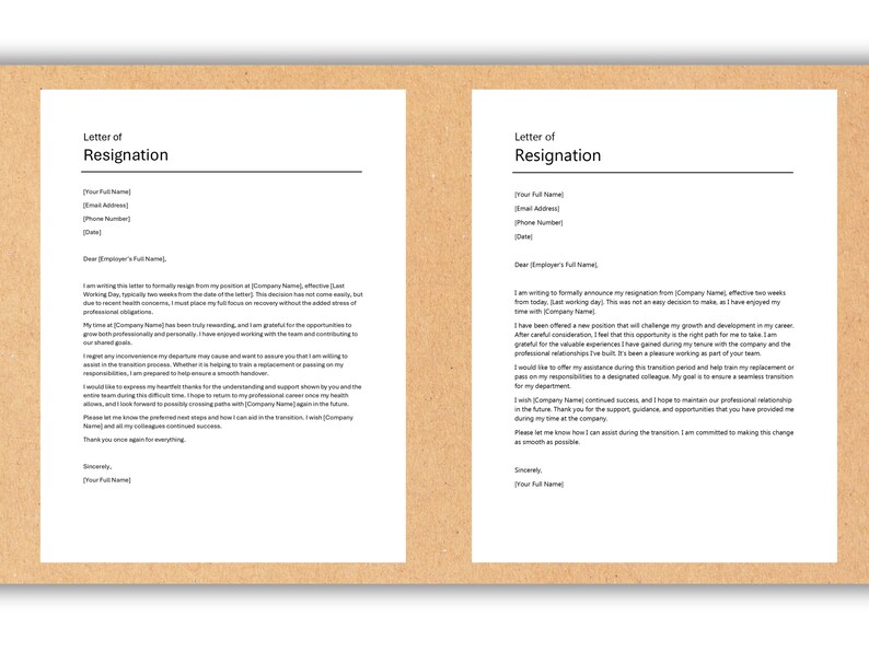 Resignation Letter Template Bundle for Microsoft Word and Google Docs ...