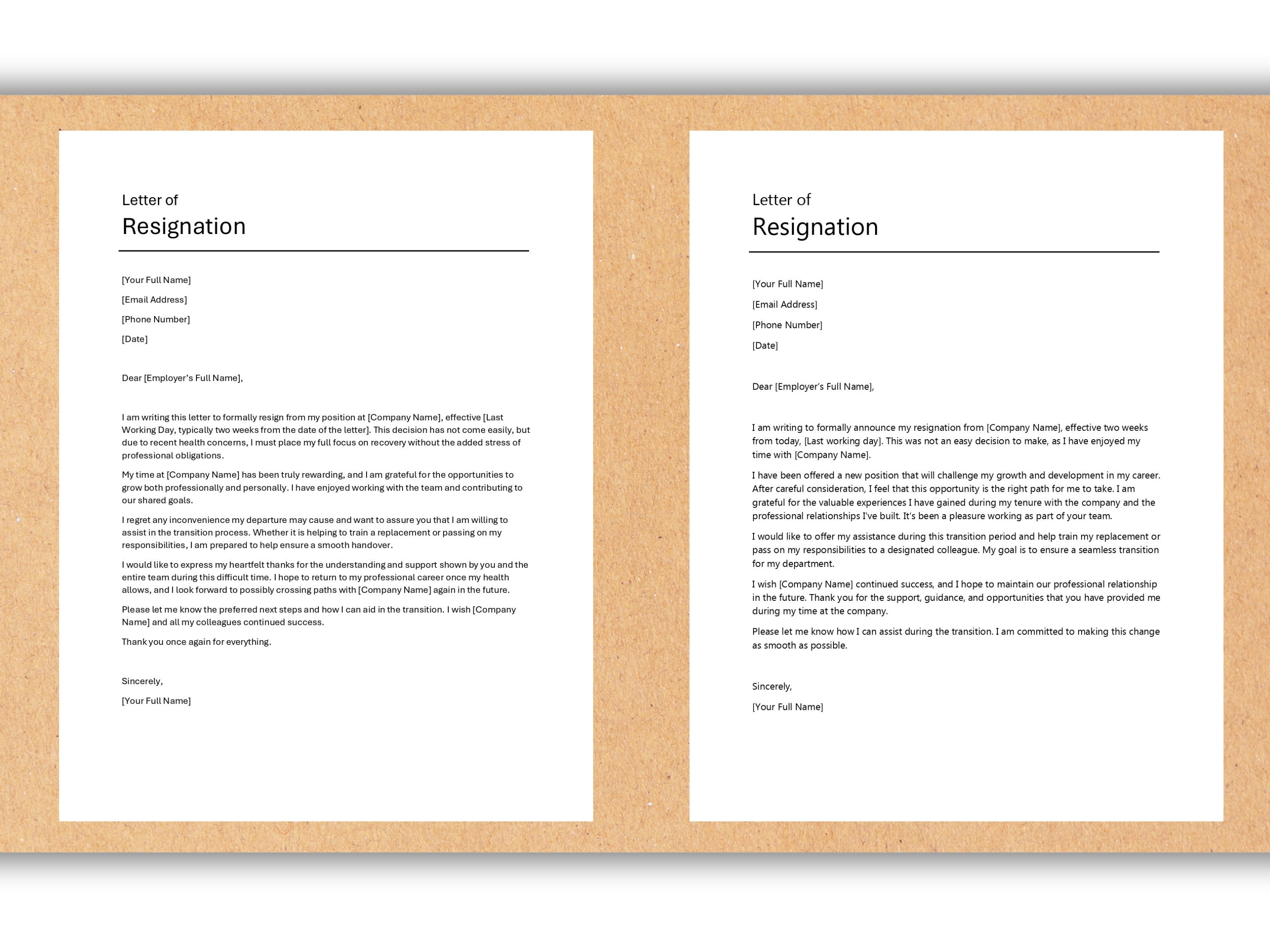 Resignation Letter Template Bundle for Microsoft Word and Google Docs ...