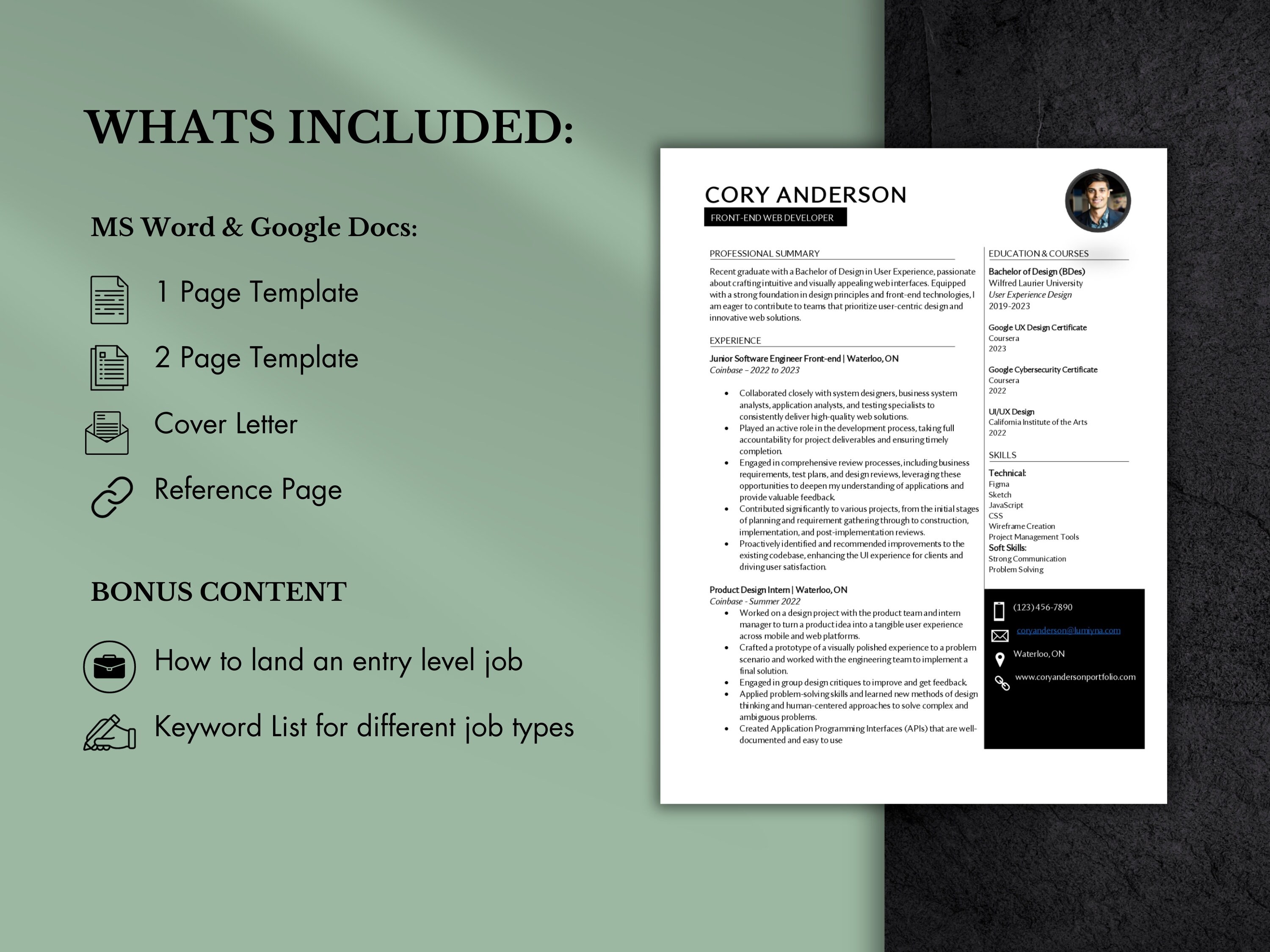 New Graduate Resume Template for Google Docs & Word Professional and ...